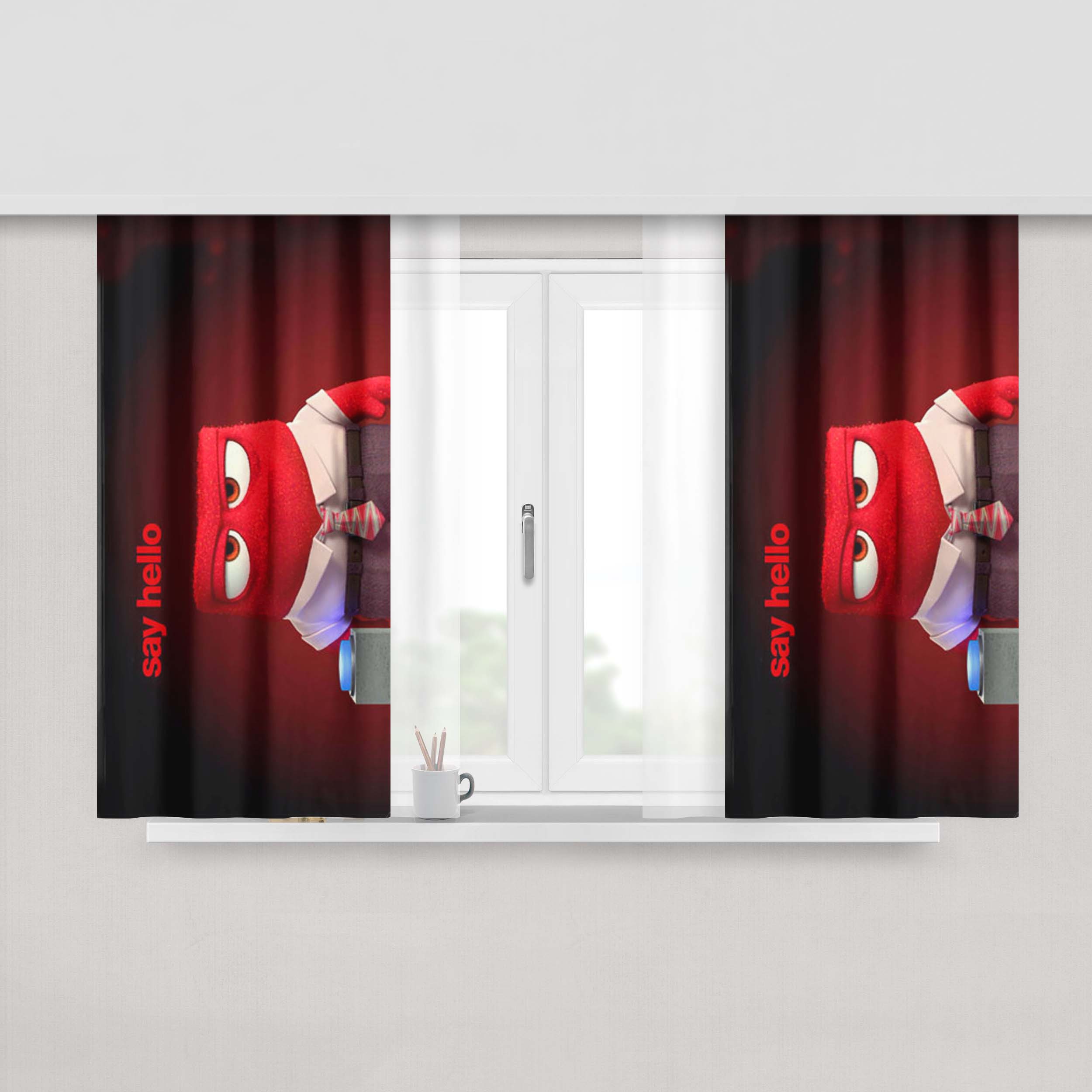 Anger Inside Out Poster Peach Skin Window Curtains – Backbagnd